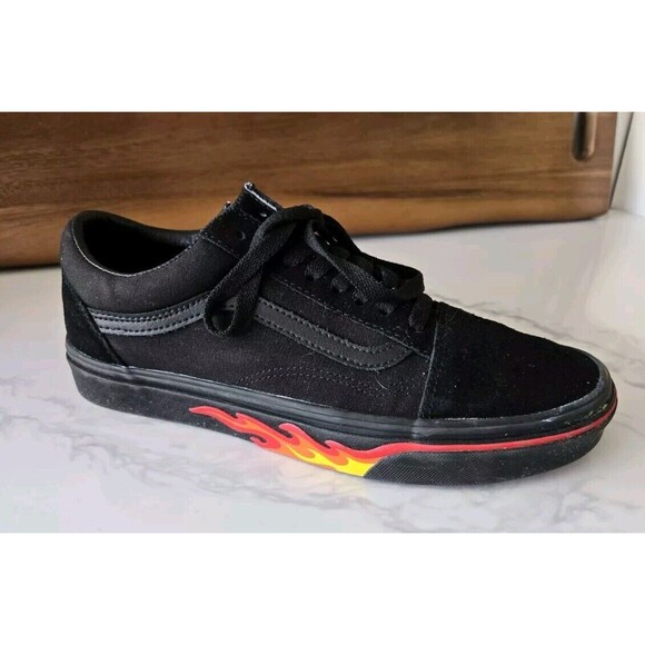 Vans | Shoes | Rare Vans Old Skool Blackout Flames Fire Hot Rod Shoes ...